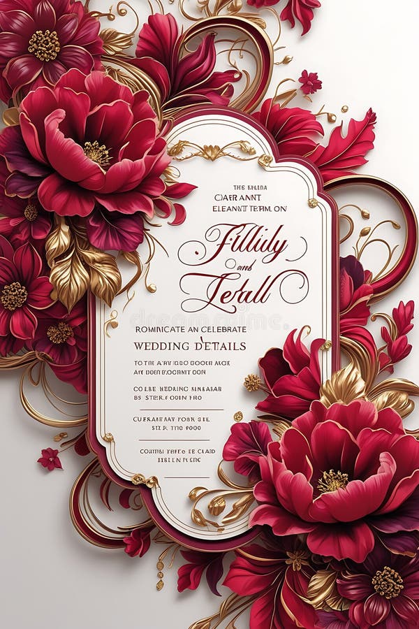 Elegant Red Wedding Invitation Card Design Stock Illustration ...