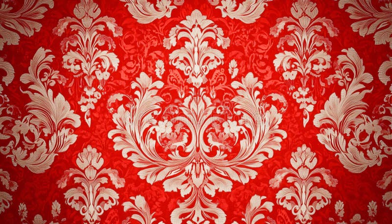 Elegant Red and White Damask Pattern Wallpaper High Quality Image Stock ...