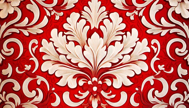 Elegant Red and White Damask Wallpaper Texture High Quality Image Stock ...