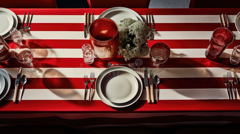 Elegant Red White Tablecloth Stock Illustration - Illustration of theme ...