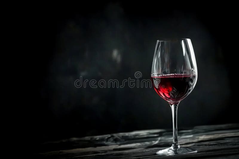 Elegant Red Wine Glass on Dark Rustic Wooden Table Setting Stock Illustration - Illustration of ...
