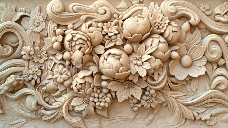 Elegant Relief Texture with Floral Pattern on a Light Beige Background ...
