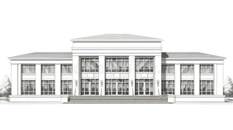 Elegant Rendering of a Classical Library Building Stock Illustration ...