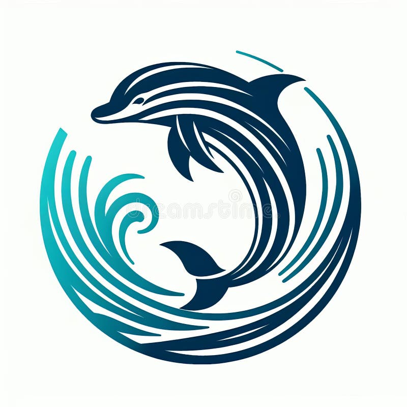 Circular Wave Dolphin Shape Stock Illustration - Illustration of splash ...