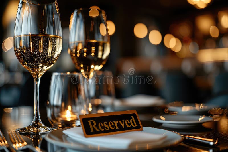 An Elegant Reserved Sign on a Table in a Sophisticated Restaurant with ...