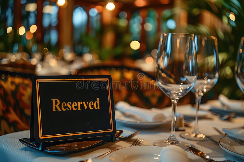An Elegant Reserved Sign on a Table in a Sophisticated Restaurant with ...