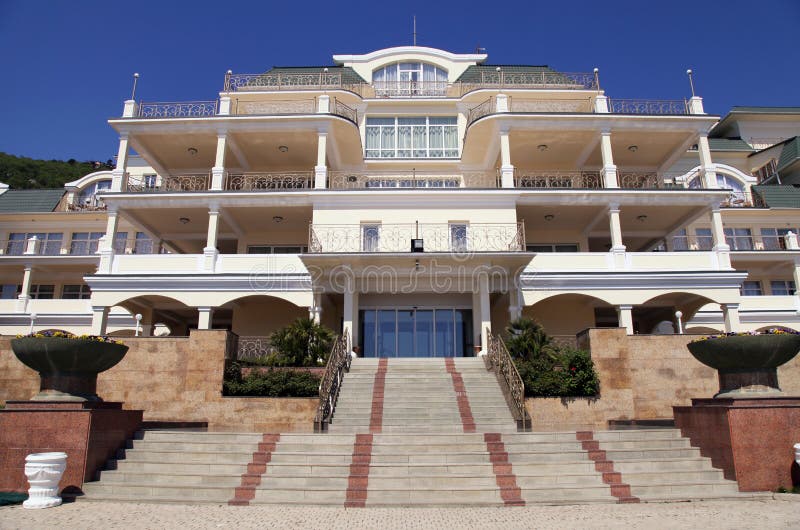 Elegant Resort Mansion Entrance Stock Photo - Image of real, facade ...