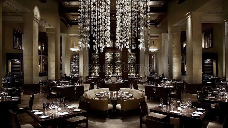 Elegant Restaurant Interior, Dining, City, Evening, Luxury Stock Image ...