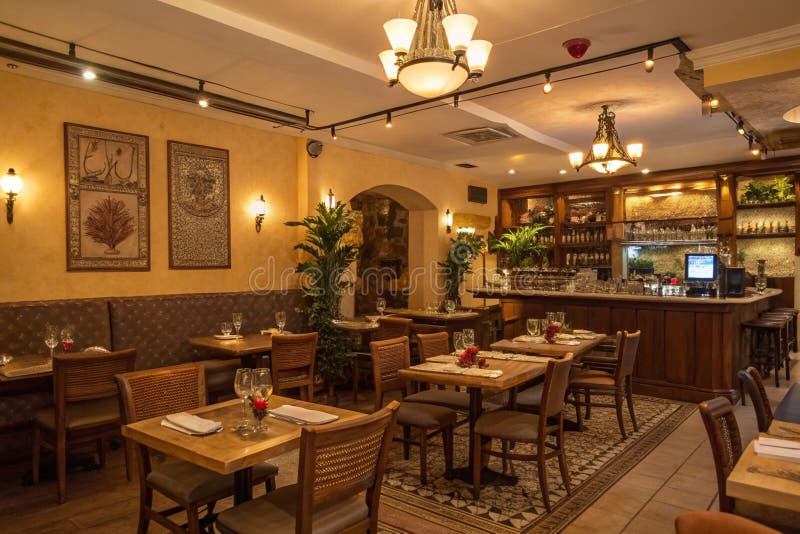 Elegant Restaurant Interior with Stylish Furnishings Stock Illustration ...
