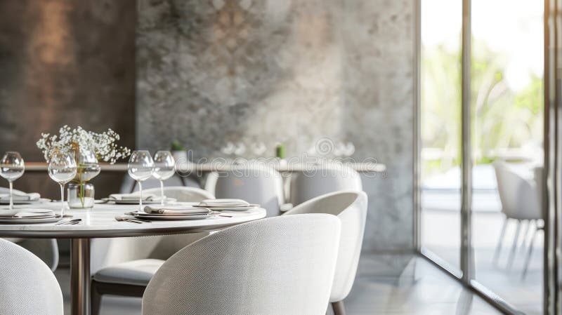 A Modern Restaurant with Neatly Arranged Tables, Elegant Tableware, and ...