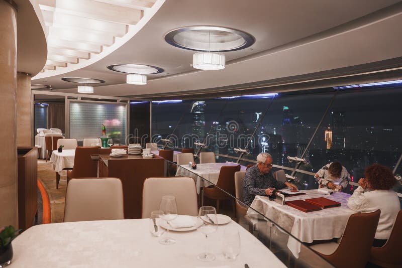 Elegant Fine Dining Restaurant Panoramic Night City View Stock Photos ...