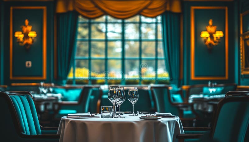 Elegant Restaurant Interior with Set Table, Empty Chair Inviting a ...
