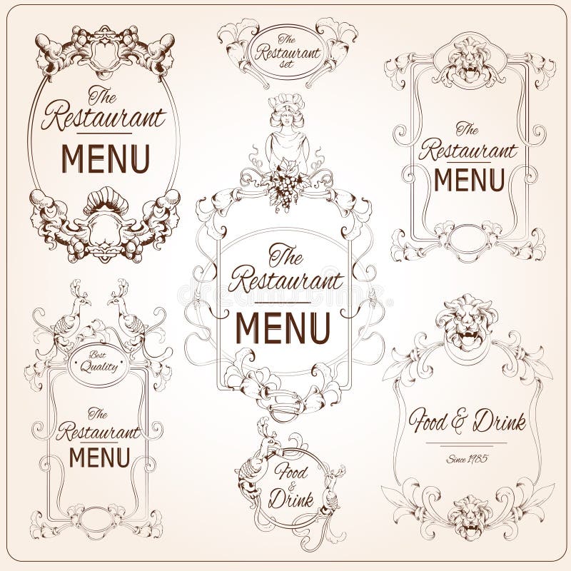 Elegant restaurant labels stock vector. Illustration of leaf - 40679170