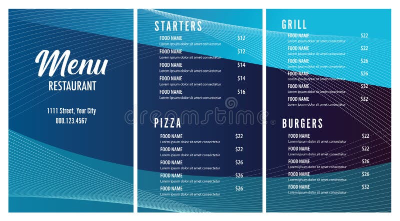 Elegant Restaurant Menu Template with Curves Stock Vector ...