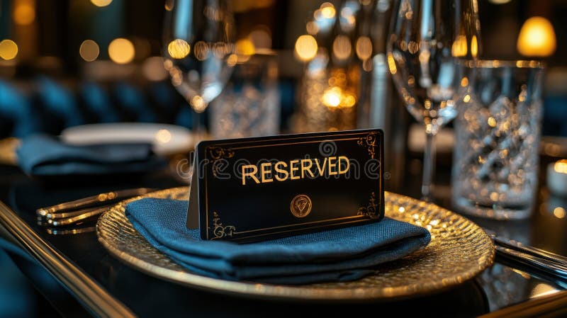 Elegant Restaurant Table Setting with Reserved Sign for an Exclusive ...