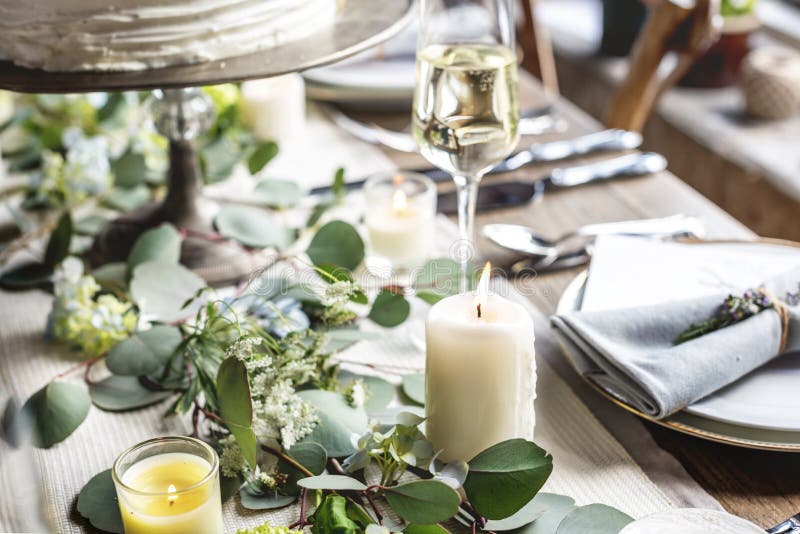 Elegant Restaurant Table Setting Service for Reception Stock Image ...