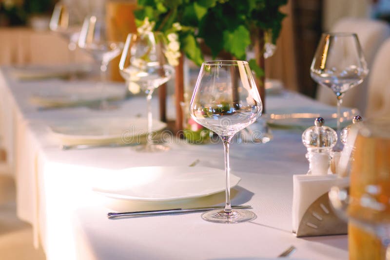 Elegant Restaurant Table Setting Service for Reception with Reserved ...