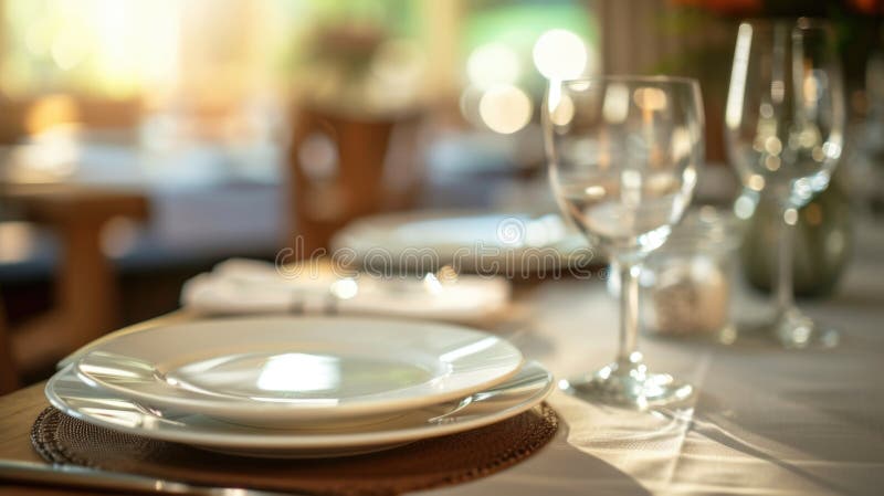 Elegant Restaurant Table Setting in Warm Ambient Light Stock ...