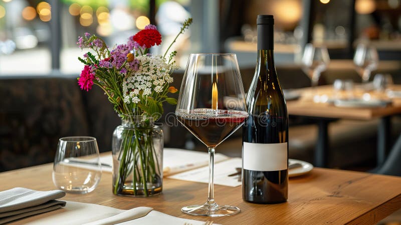 Elegant Restaurant Table Setting with Wine and Flowers for Sommelier ...
