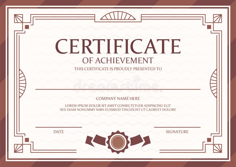 Elegant Retro Achievement Certificate Template Stock Vector - Illustration of success, vintage ...