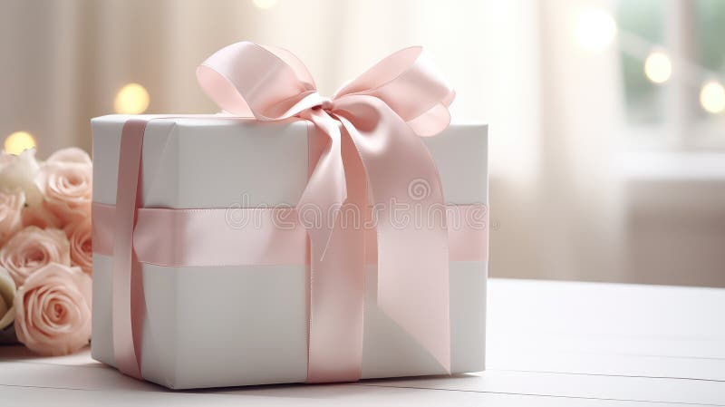 Elegant ribbon on box stock illustration. Illustration of draped ...