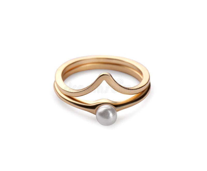 Elegant Ring with Pearl on White Stock Photo - Image of decorative ...