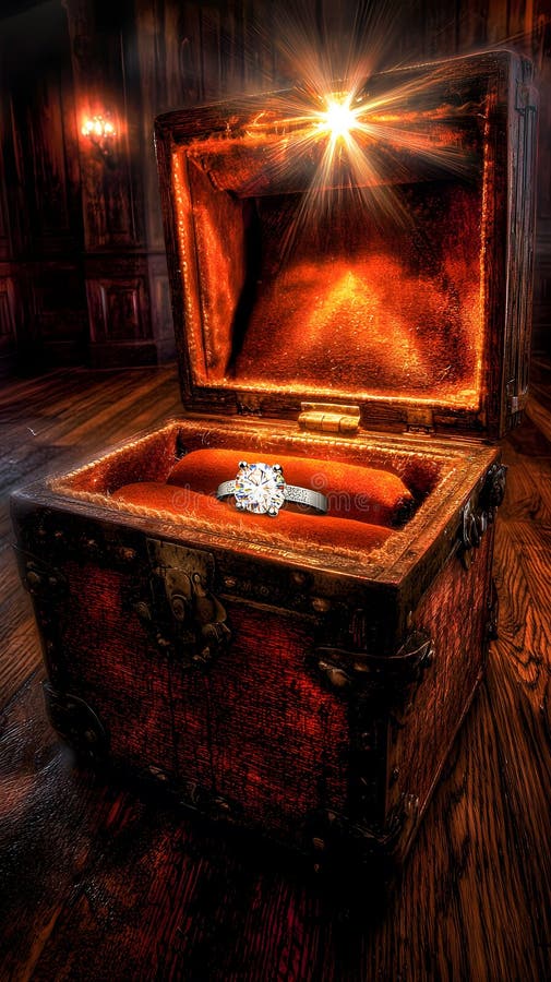 Elegant Ring in a Vintage Treasure Chest. Stock Illustration ...