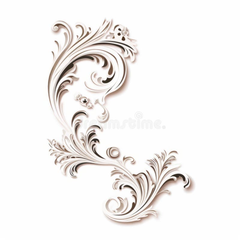 Elegant Rococo Corner Design Element on White Background Stock ...