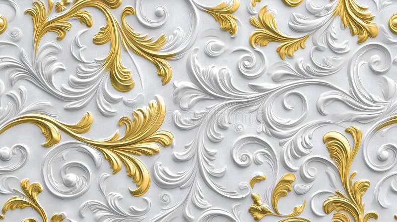 Elegant Rococo White and Gold Floral Relief Design Enhancing Interior ...