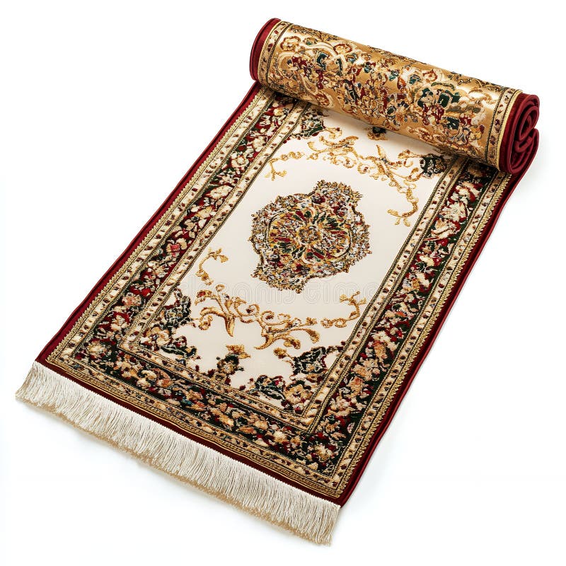 Elegant Rolled Up Oriental Carpet Runner with Intricate Design Stock ...