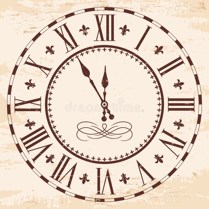Clock with Roman Numerals. New Year Midnight 12 Stock Vector ...