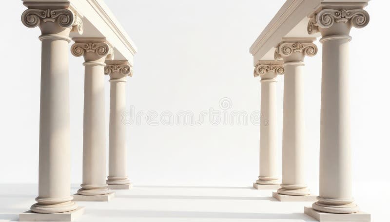 Elegant Roman Columns Against a Stark White Backdrop , Chisel, Ornate ...