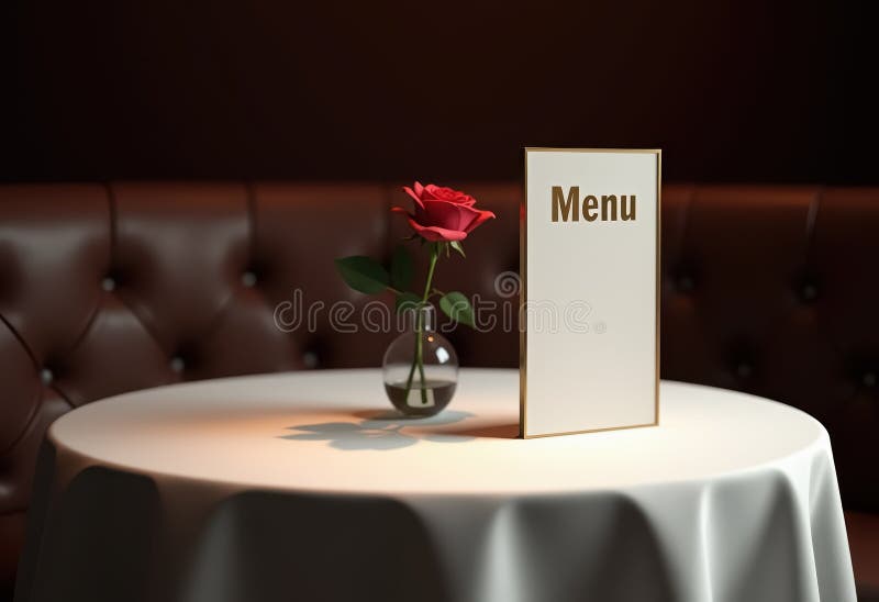 Elegant Romantic Dinner Concept with Rose and Menu on Table Stock Photo ...