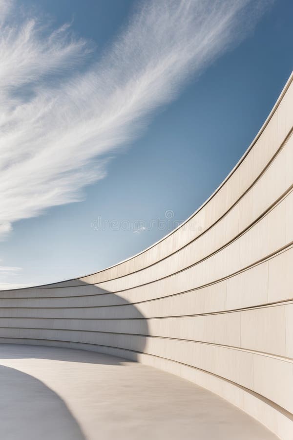Elegant Rooftop with Curved Wall for Editorial Shoot. Stock Image ...