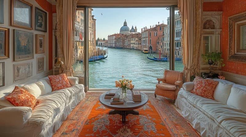 An Elegant Room Featuring a Window Overlooking the Winding Canals and ...