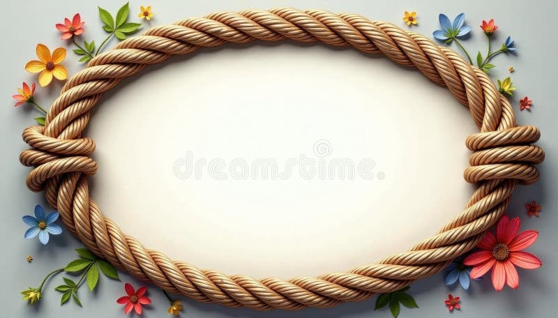 Elegant Rope Frame, Oval Shape, Intricate Ropework , Asset, Brown ...