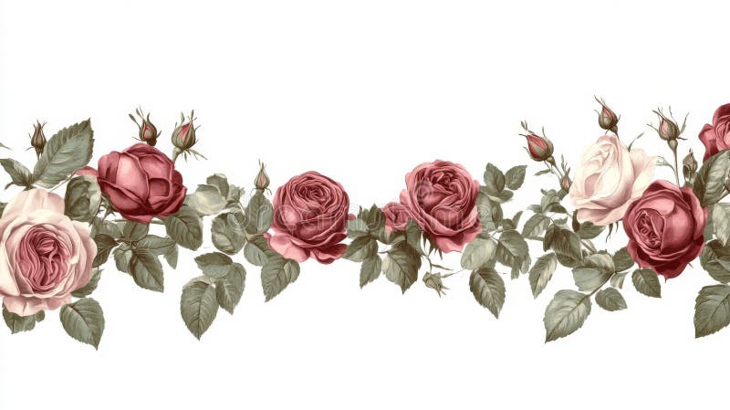 Elegant Rose Border Design Featuring Pink and Red Roses Stock ...