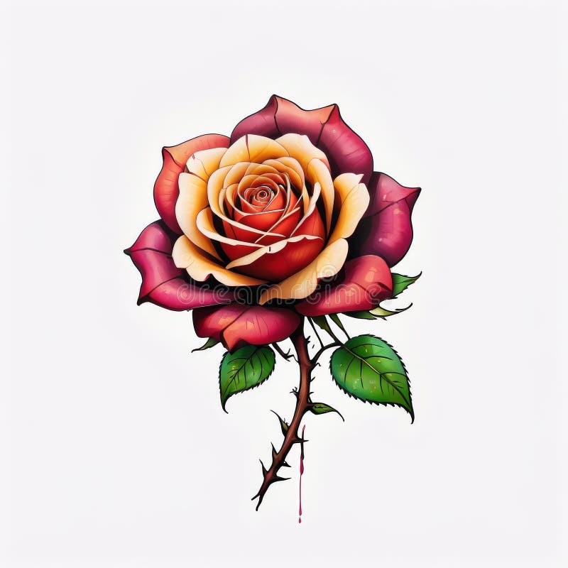 Elegant Rose Illustration for Tattoos and Graphic Design Stock ...