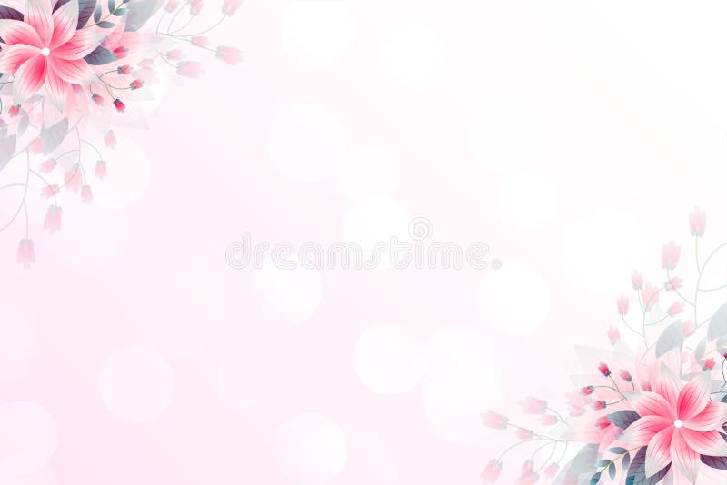 Elegant Rose Pink Wallpaper with Flowers and Bokeh Effect Stock Vector ...
