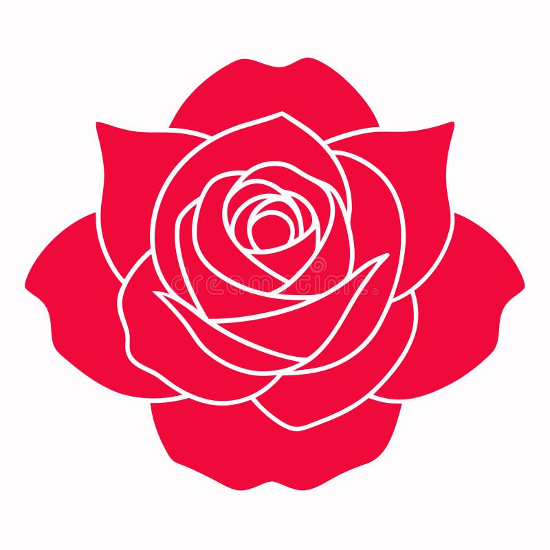 A Elegant Rose with a Simple, Bold Outline Stock Image - Illustration ...