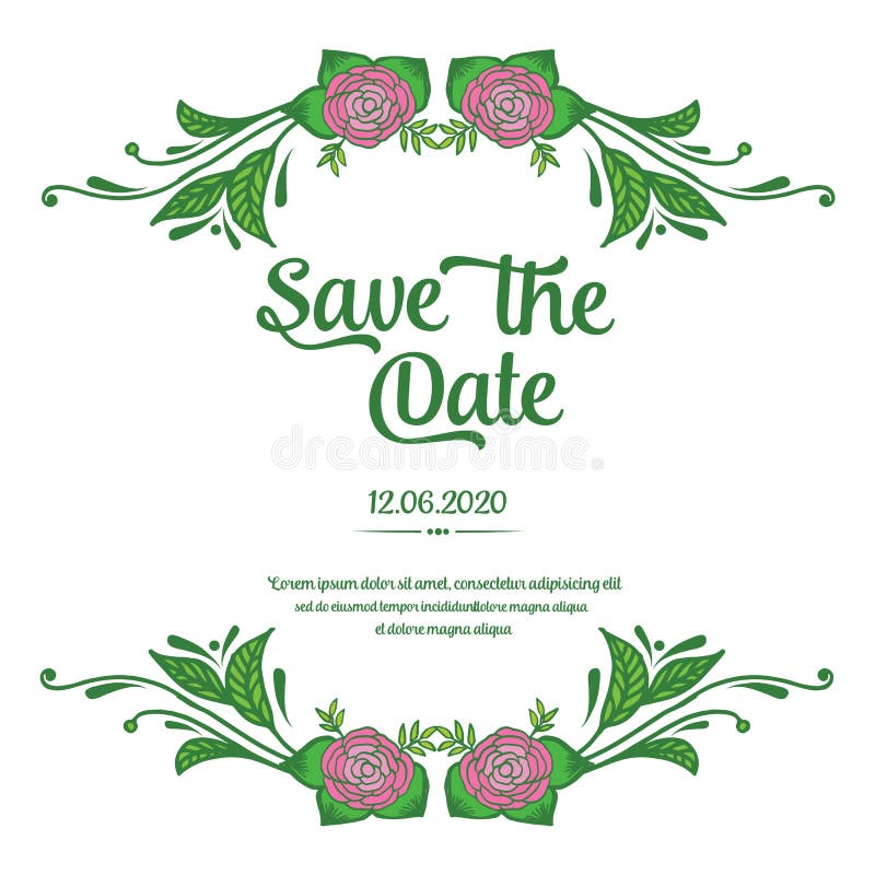 Elegant Rose Wreath Frame, for Design of Card Save the Date. Vector ...
