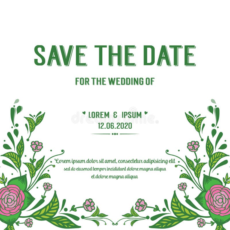 Elegant Rose Wreath Frame, for Design of Card Save the Date. Vector ...