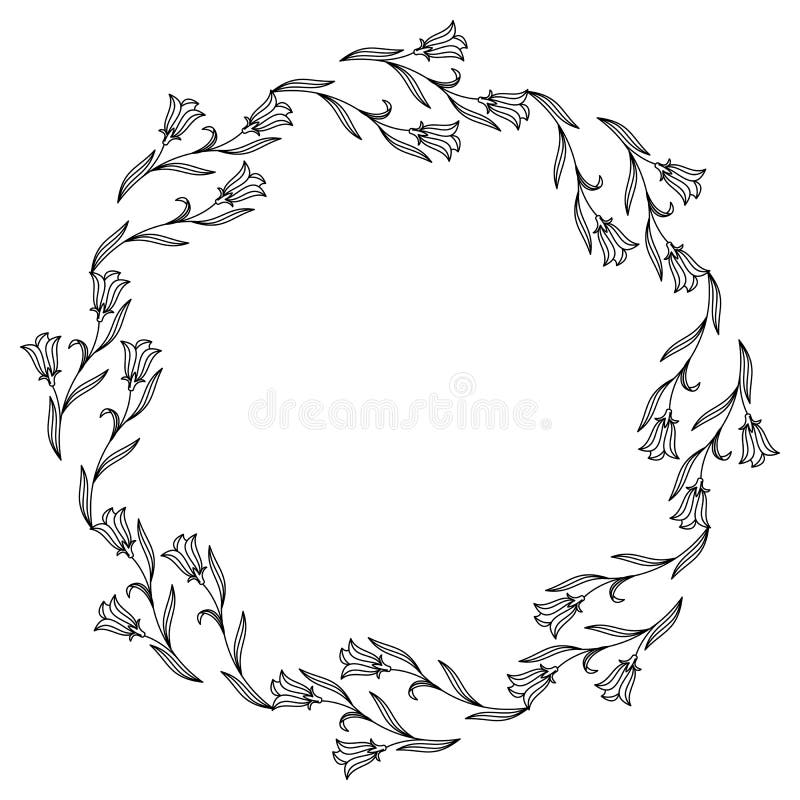 Elegant Round Frame with Bluebells. Stock Illustration - Illustration ...