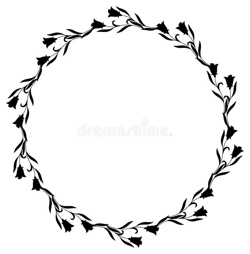 Elegant Round Frame with Bluebells Silhouette. Stock Illustration ...
