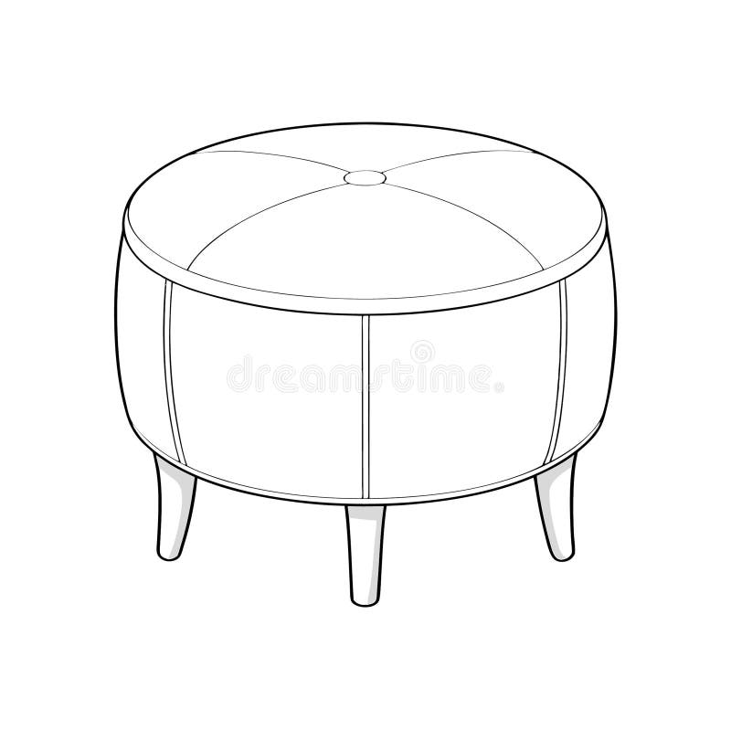 Elegant Round Ottoman for Modern Decor Stock Illustration ...