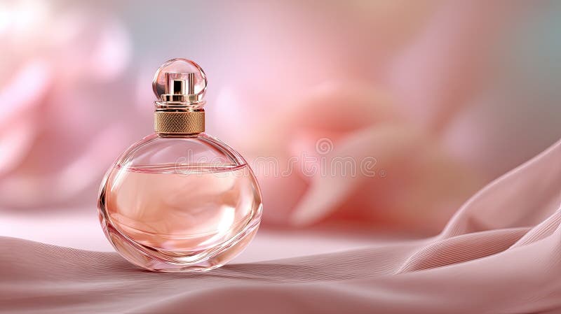 Elegant Round Perfume Bottle on Silk Stock Illustration - Illustration ...