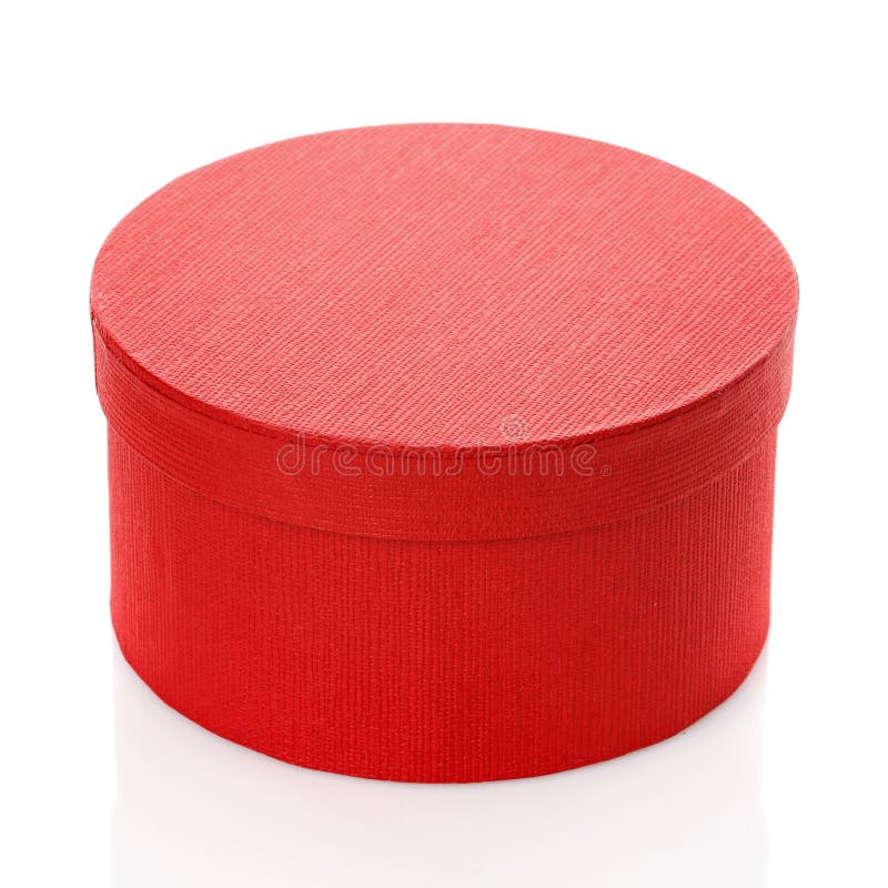 Elegant Round Red Gift Box on a White Background Stock Photo - Image of ...