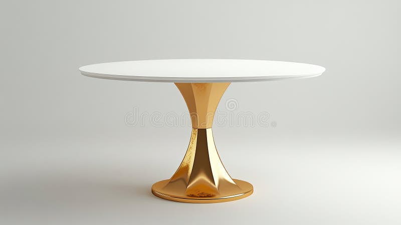 Elegant Round Table with a Gold Base and White Top Minimalizm Stock ...