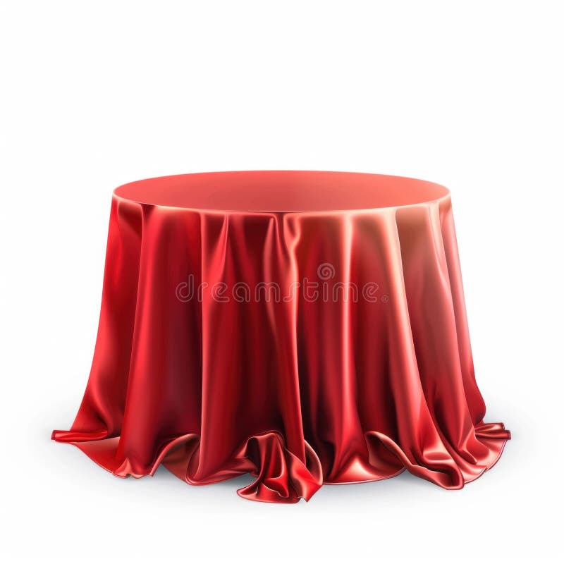 Elegant Round Table with Red Satin Tablecloth. Generative Ai Stock ...