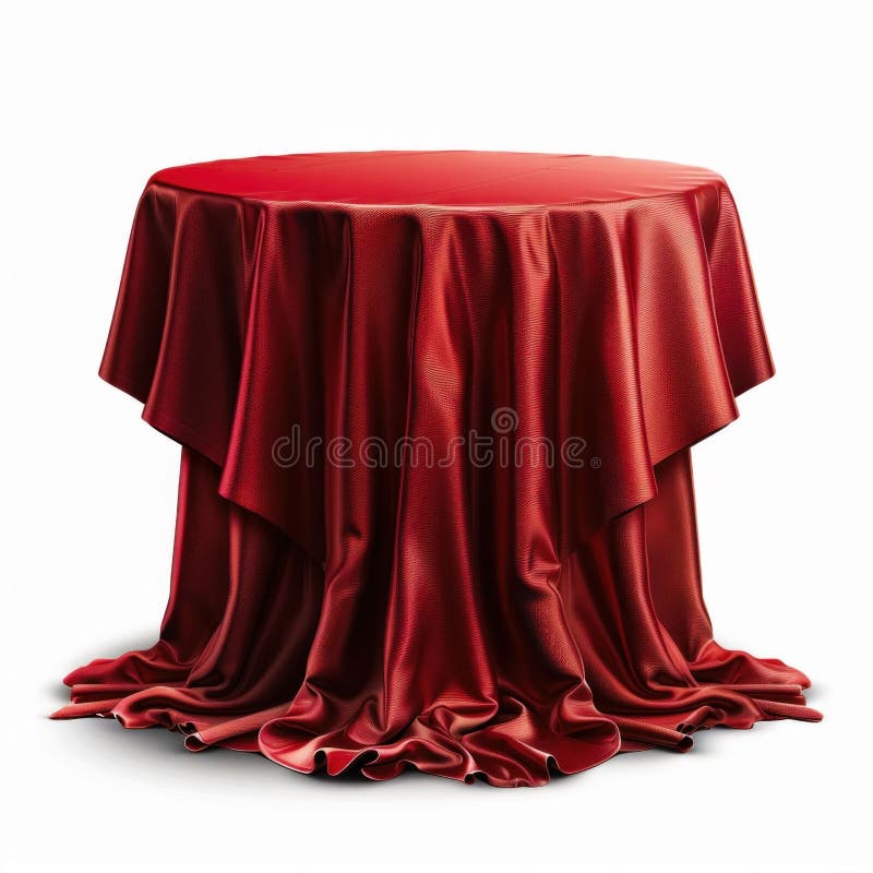 Elegant Round Table with Red Satin Tablecloth. Generative Ai Stock ...